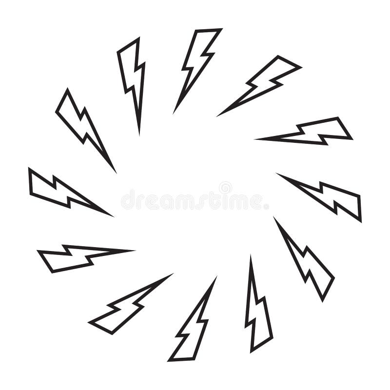 Lighting Strike Round Frame, Battery Charger Circular Pictogram ...