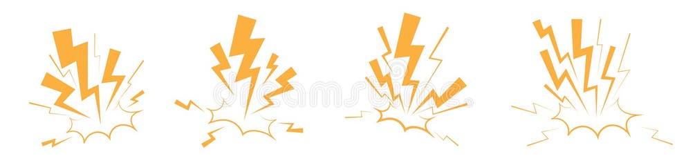 Lighting Strike Thunder Strike Icon Vector Cartoon Animate with Impact Stock Vector ...