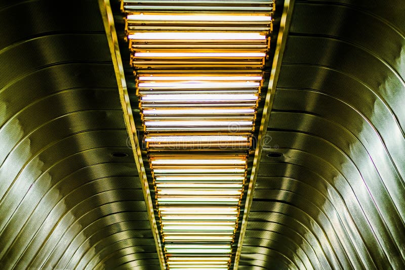 Lighting in the Subway. Ceiling Lights in an Underground Pedestrian ...