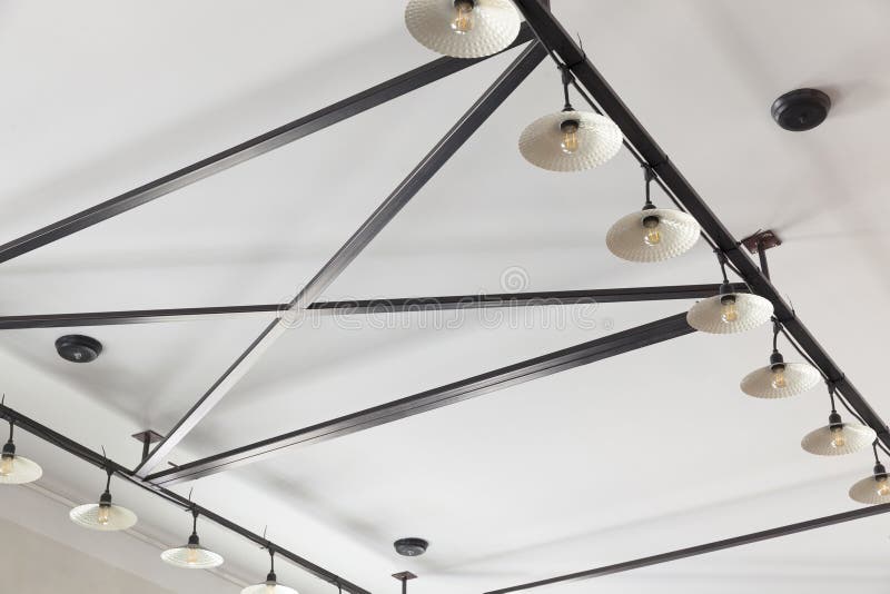 Lighting System with Lamps in the Cafe Stock Photo - Image of spotlight ...
