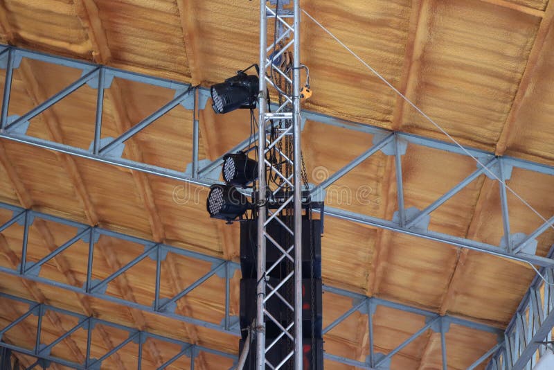 Lighting System on the Stage of the Show is Installed on a Steel Pole ...