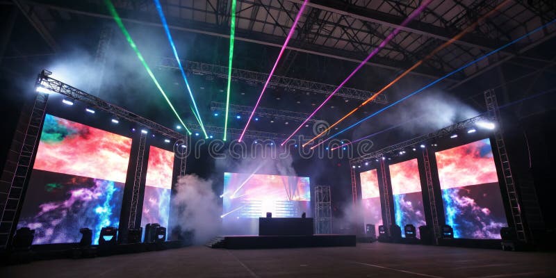 Lighting and Visual Setup for an Electronic Music Event Inside a ...