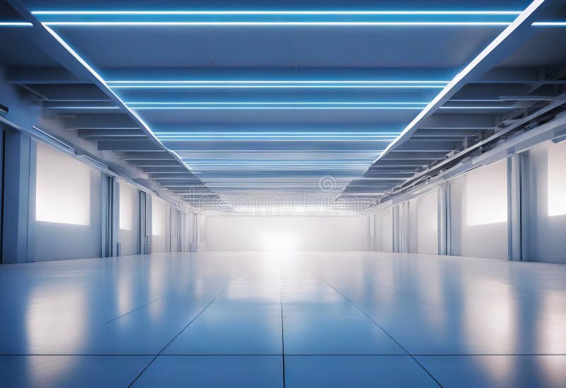 Lighting Warehouse Empty Abstract Architecture Interior Illustration ...