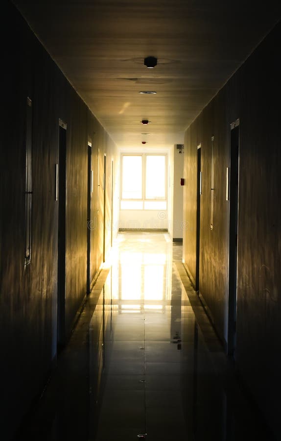 Lighting from Window Shining through Dark Walk Way Stock Photo - Image ...