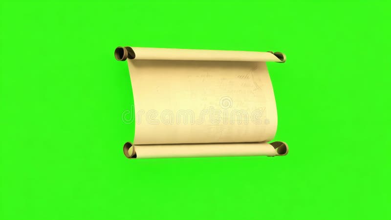 Lightly Curled Scrolls Drifting Above the Ground. Green Screen ...