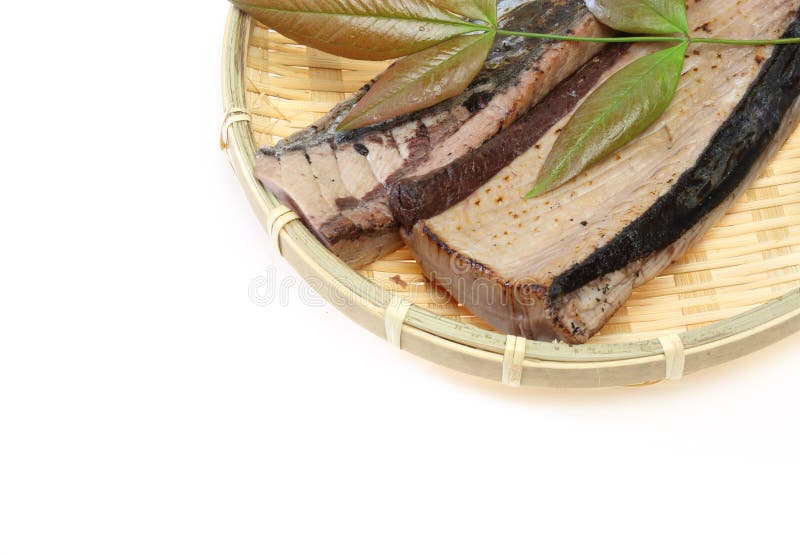 Lightly Roasted Bonito on a Bamboo Colander Stock Image - Image of ...