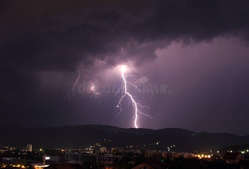 Lightning stock image. Image of storm, cloud, discharge - 1090237