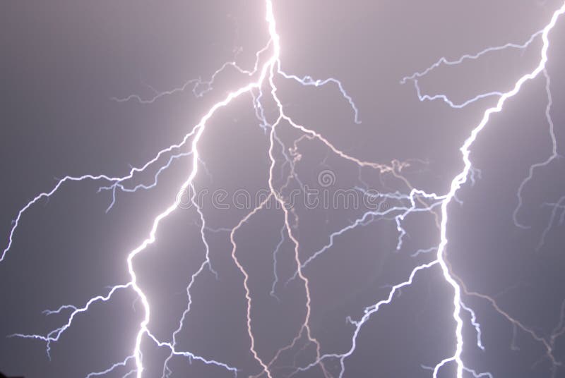 Two Detailed Lightning Strikes Stock Image - Image of electric ...