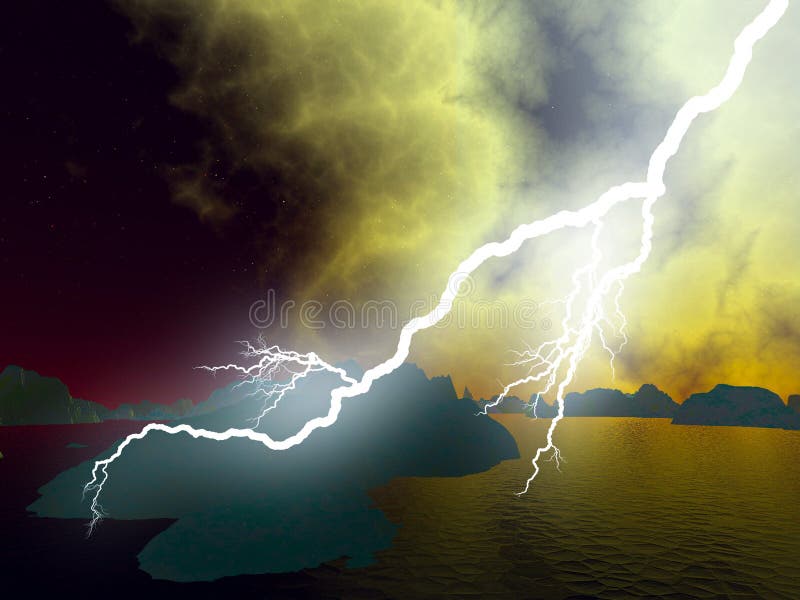 Kite Getting Struck by a Bolt of Lightning Stock Image - Image of ...