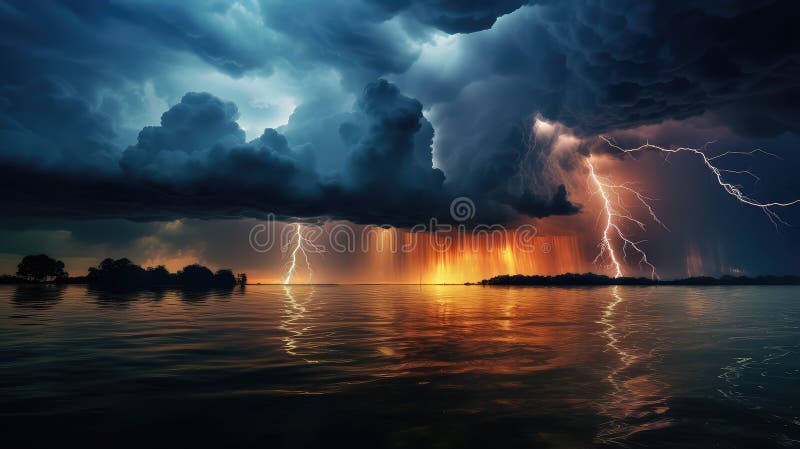 Lightning Air Fire Earth Water Stock Illustration - Illustration of ...