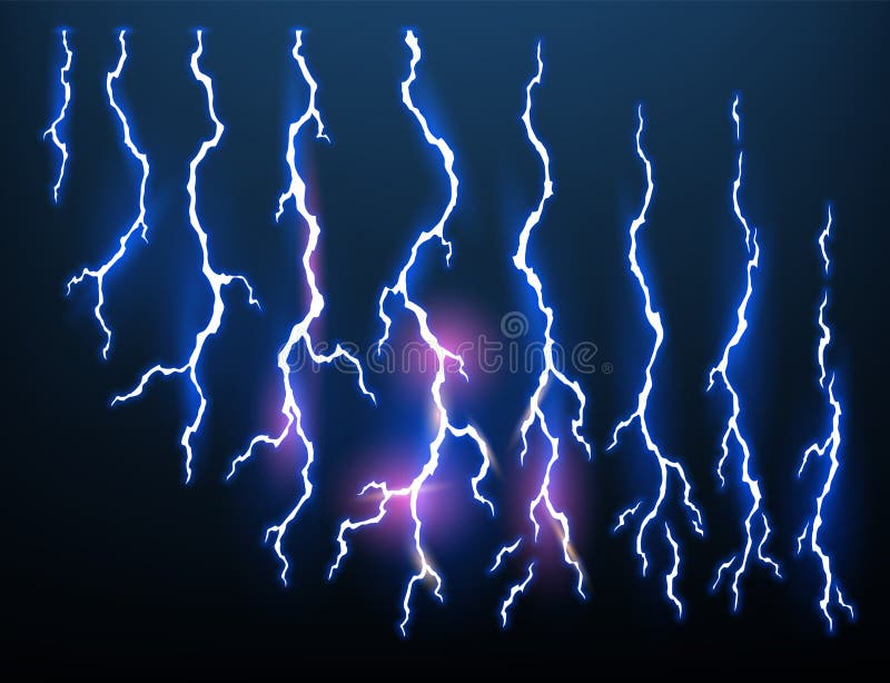 Lightning Animation Set with Sparks. Electricity Thunderbolt Danger ...