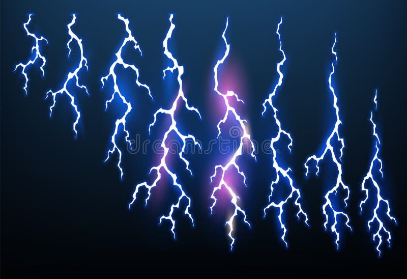 Lightning Animation Set with Sparks. Electricity Thunderbolt Danger ...