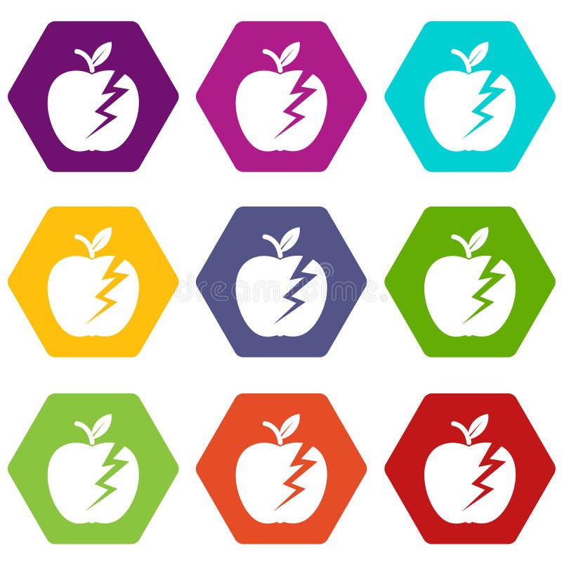 Lightning Apple Icons Set 9 Vector Stock Vector - Illustration of ...