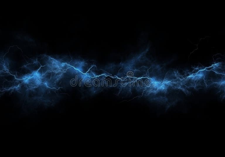 Lightning Background on Black Backdrop with Blue Electric Energy and ...