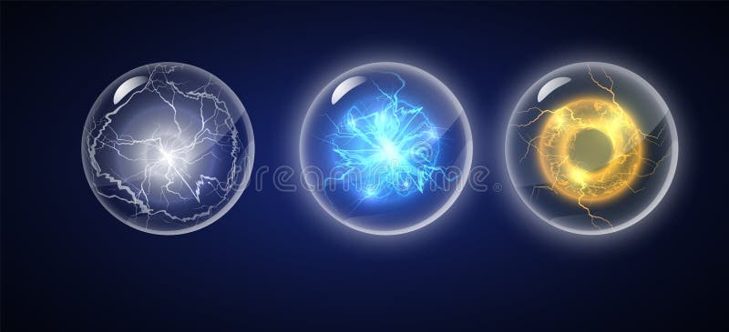 Lightning Ball and Ring in Sphere Shield Vector Set, Plasma Sphere ...