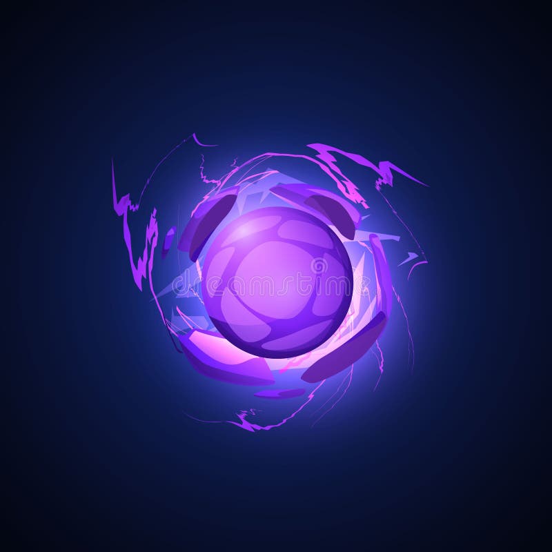Lightning Ball, Vector Purple Plasma Sphere with Light Rays ...