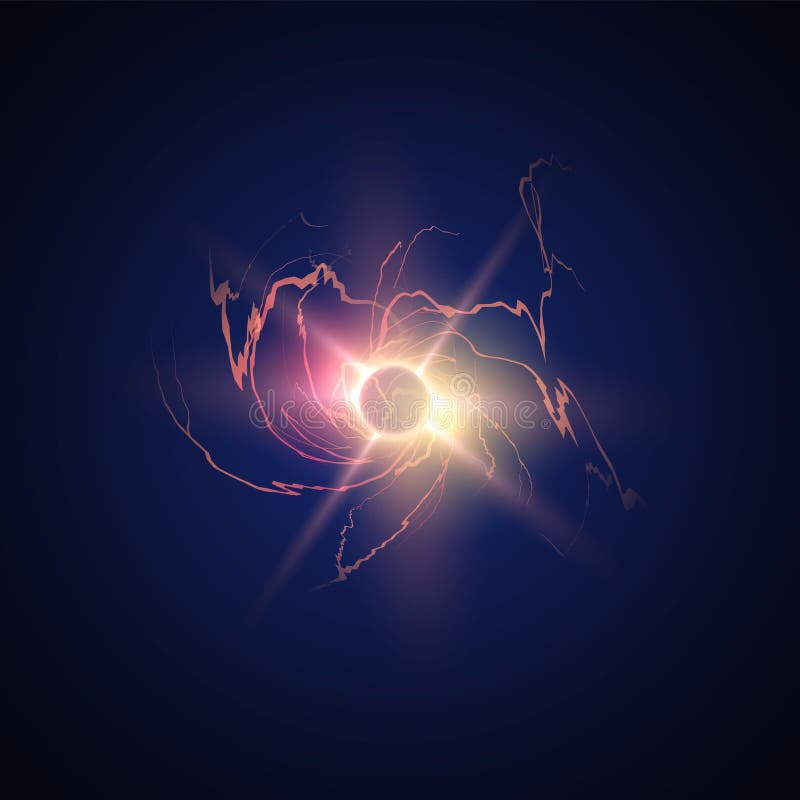 Lightning Ball, Vector Red Plasma Sphere with Light Rays, Thunderbolt ...
