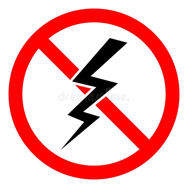 STOP! No Lightning Sign. Vector. The Icon With A Red Contour On A White ...