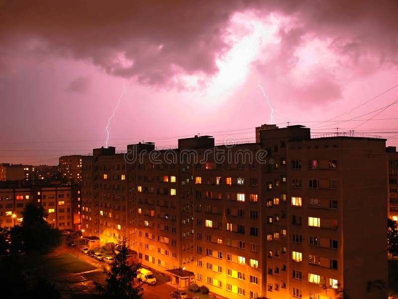 Storm Clouds and Lightning Flash Stock Photo - Image of field, rain ...