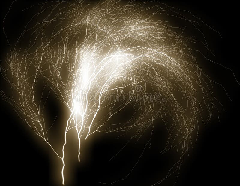 Lightning on Black Background Stock Illustration - Illustration of ...