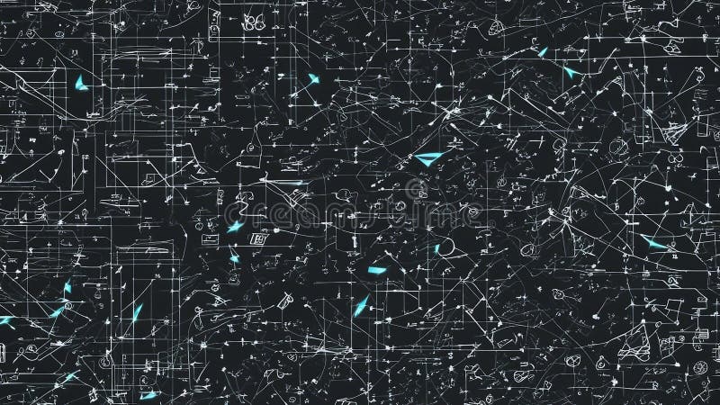 Lightning a Black Background with a Collage of Math Symbols and ...
