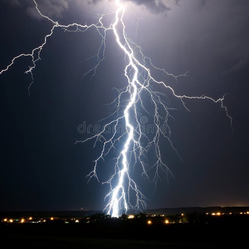 Lightning on Black Background Stock Illustration - Illustration of ...