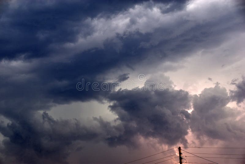 Lightning in a Blue Thundercloud in the Evening Stock Photo - Image of ...
