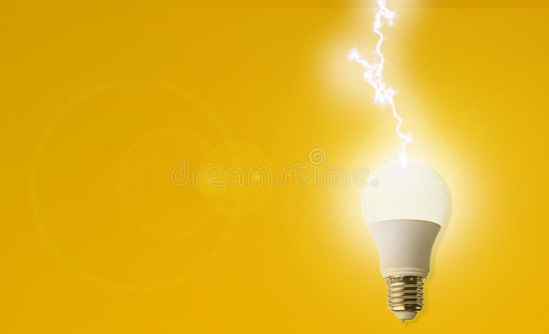 The Lightning Bold Strike in the Light Bulb, Creative Idea of the ...