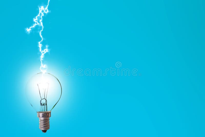 The Lightning Bold Strike in the Light Bulb, Creative Idea of the ...