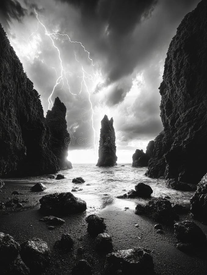 Lightning Bolt Black and White Stock Photo - Image of outdoors, weather ...