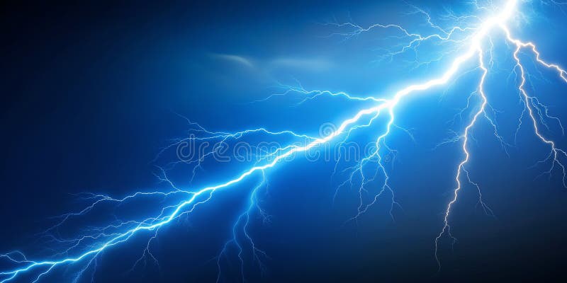 Lightning Bolt on a Blue Background Generative by AI Stock Illustration ...
