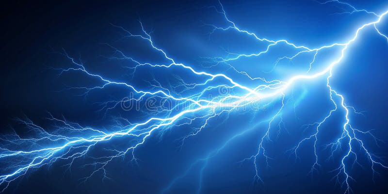 Lightning Bolt on a Blue Background Generative by AI Stock Illustration ...