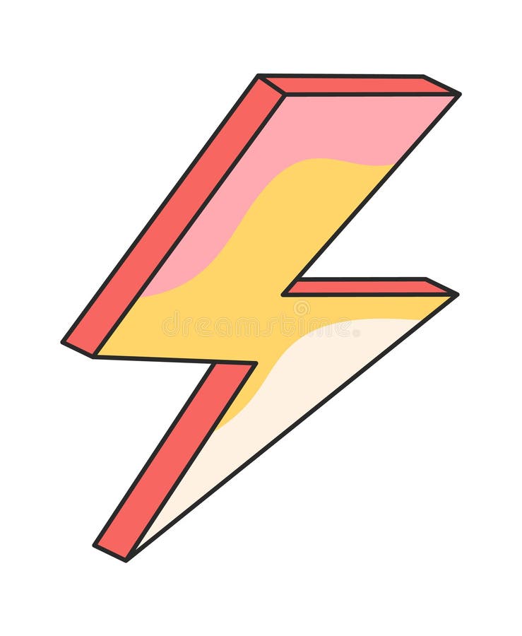 Lightning Bolt Coloful Groovy Element Stock Illustration - Illustration ...