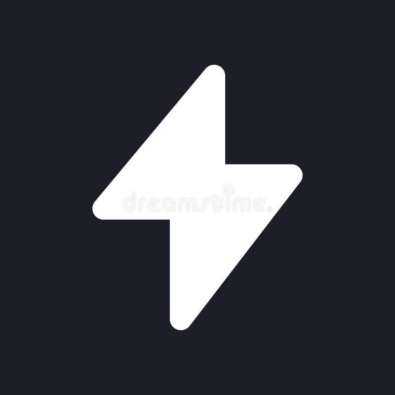 Lightning Bolt Dark Mode Glyph Ui Icon Stock Vector - Illustration of ...