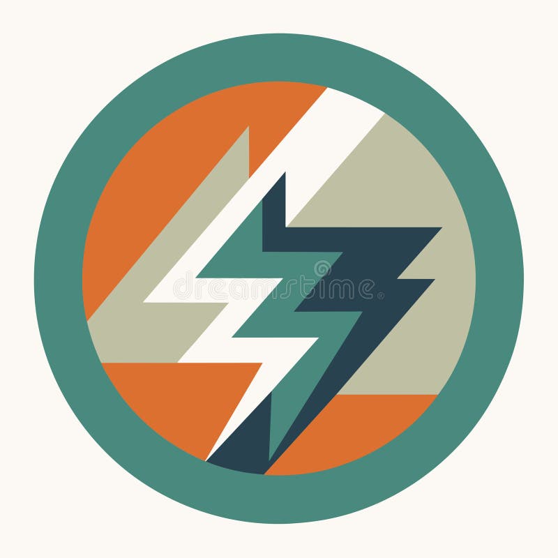 A Lightning Bolt Depicted within a Circular Shape with a Zigzag Pattern ...