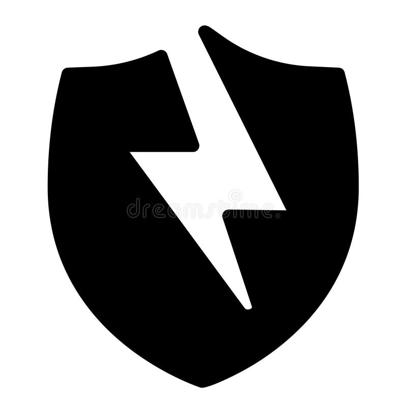 Lightning Bolt on Emblem Solid Icon, Electrician Service Concept ...