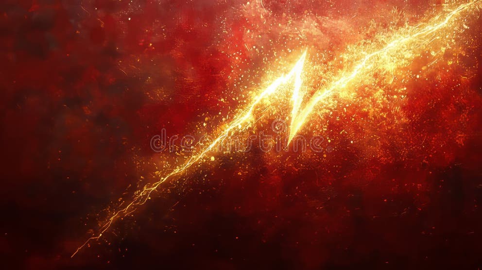 Lightning Bolt on a Fiery Red Background Stock Image - Image of ...