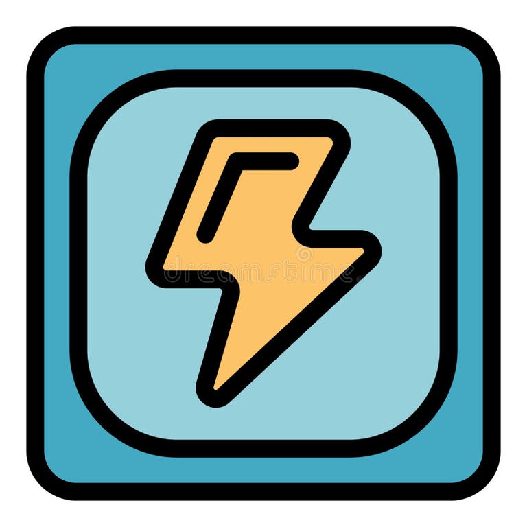 Lightning Bolt Flashing Inside Square Button Icon Stock Vector ...