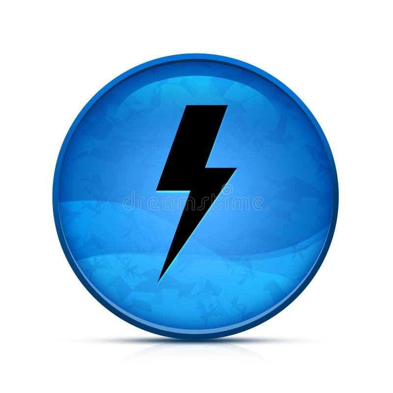 Lightning Bolt Help Icon on Classy Splash Blue Round Button ...