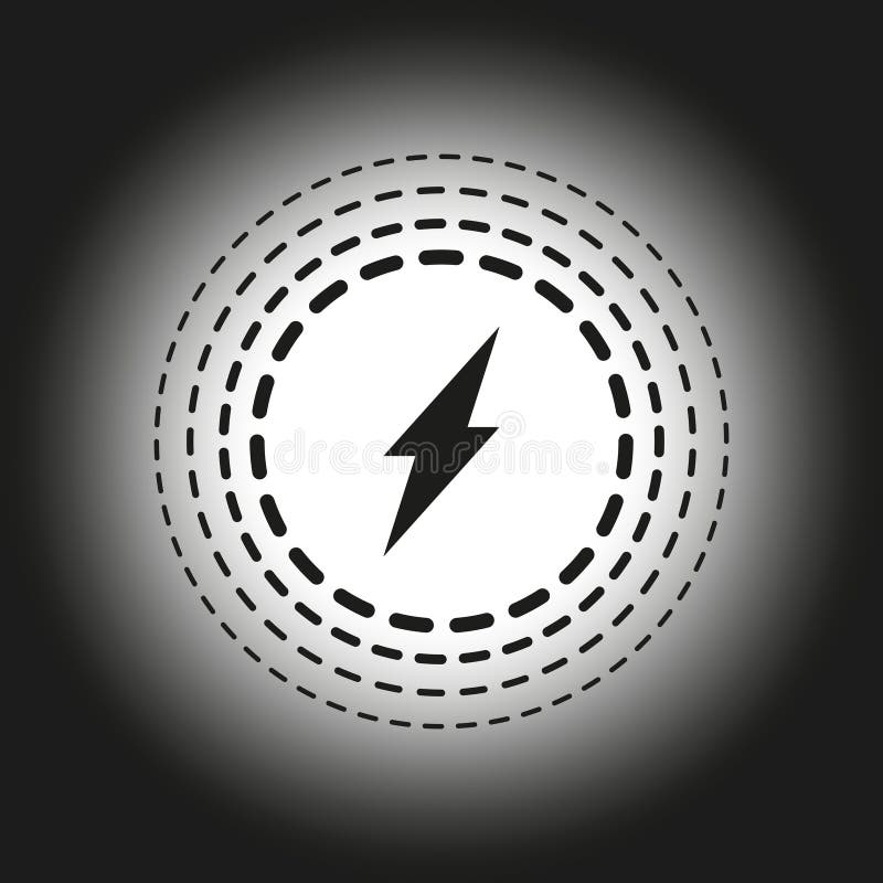 Lightning Bolt Icon. Dashed Circular Lines. Energy and Power Symbol ...