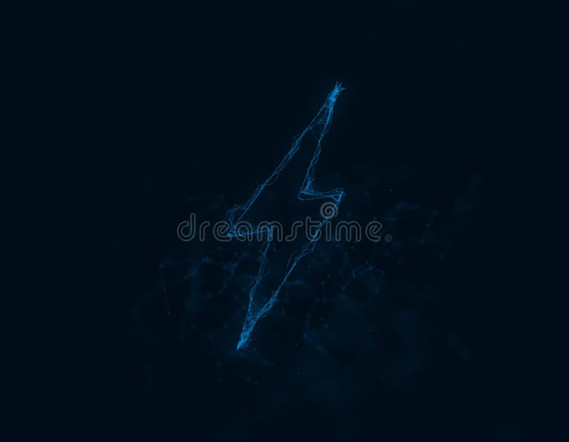 Lightning Bolt Icon with Plexus Art Effect. Connected Lines with Dots ...