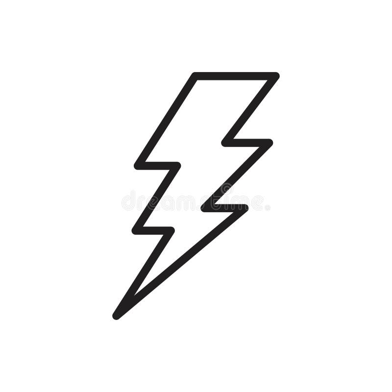 Lightning Bolt Icon Simple Thin Outline Stock Vector - Illustration of ...