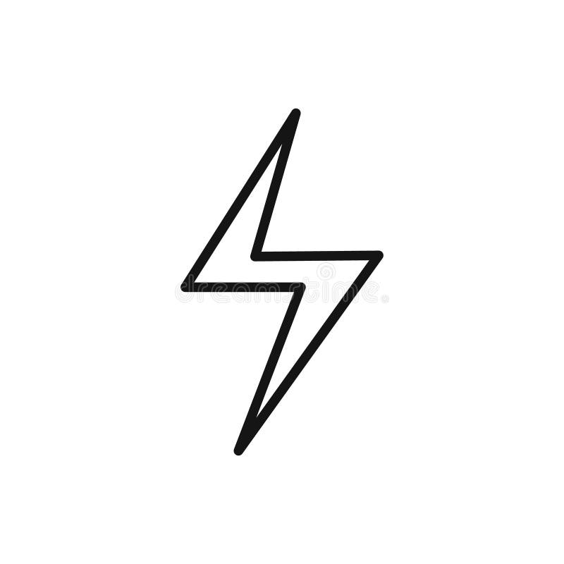 Lightning Bolt Icon Thin Line Art Isolated Stock Vector - Illustration ...