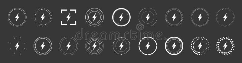 Lightning Bolt Icons. White Battery and Power Symbol, Flash Thunderbolt ...
