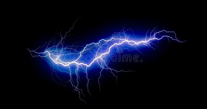 Lightning Bolt. Massive Lightning Bolt with Branches Isolated on Black ...