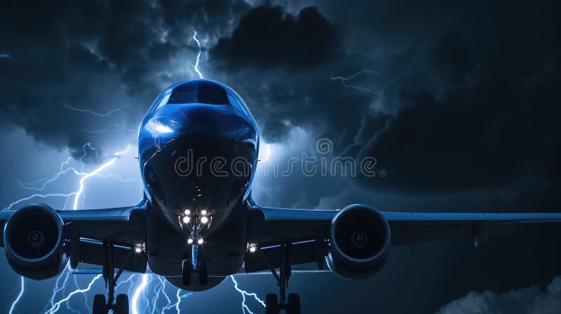 Lightning Bolt and Passenger Plane. Stock Illustration - Illustration ...
