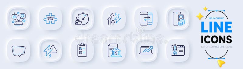 Lightning Bolt, Quick Tips and Start Business Line Icons for Web App ...