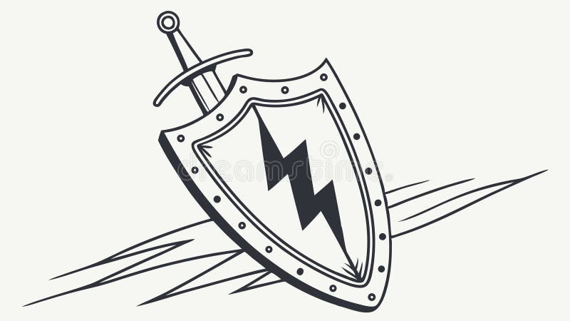Lightning Bolt Shield, Power Protection Energy Vector, Vector Design ...