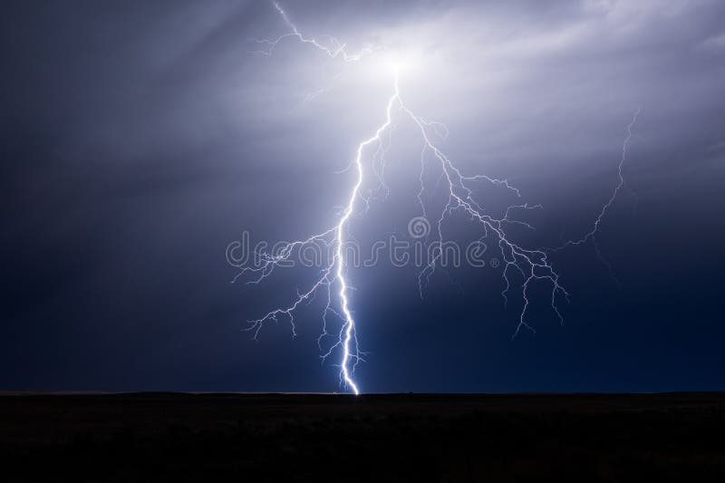 Lightning Bolt Strike from a Severe Thunderstorm Stock Photo - Image of ...