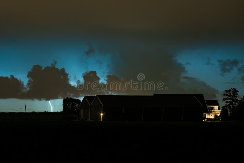 Lightning Bolt Strikes Down To Earth from a High Based Storm in North ...